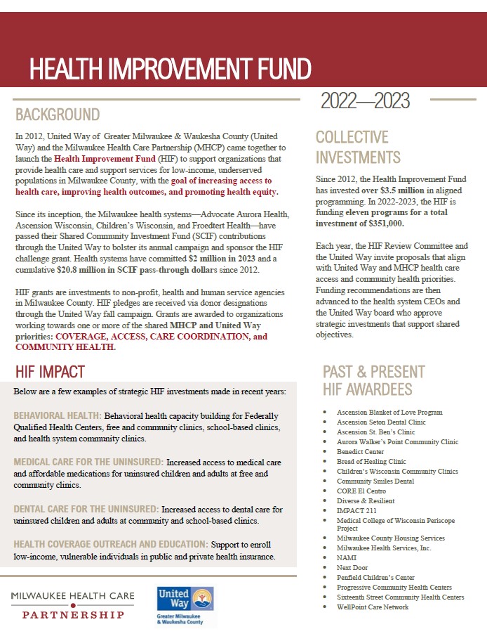 Health Improvement Fund (HIF) Brief 2023 - Milwaukee Health Care ...